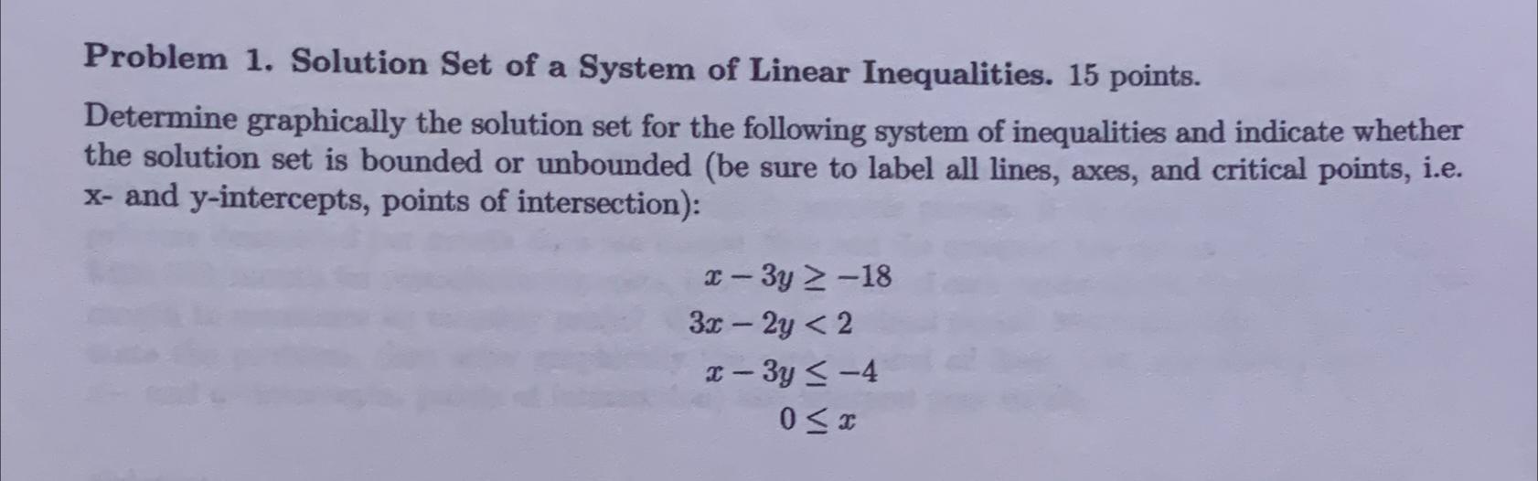 Solved Problem 1. ﻿Solution Set of a System of Linear | Chegg.com