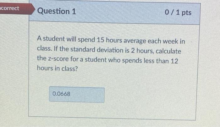 Solved correct Question 1 0 / 1 pts A student will spend 15 | Chegg.com