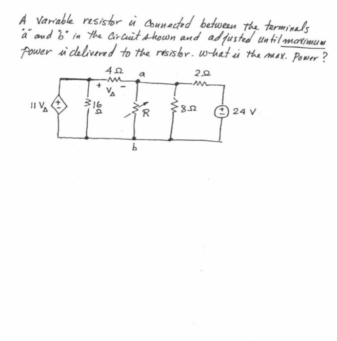 Solved A Variable resistor ü Connected between the terminals | Chegg.com