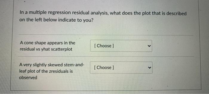 Solved In a multiple regression residual analysis, what does | Chegg.com
