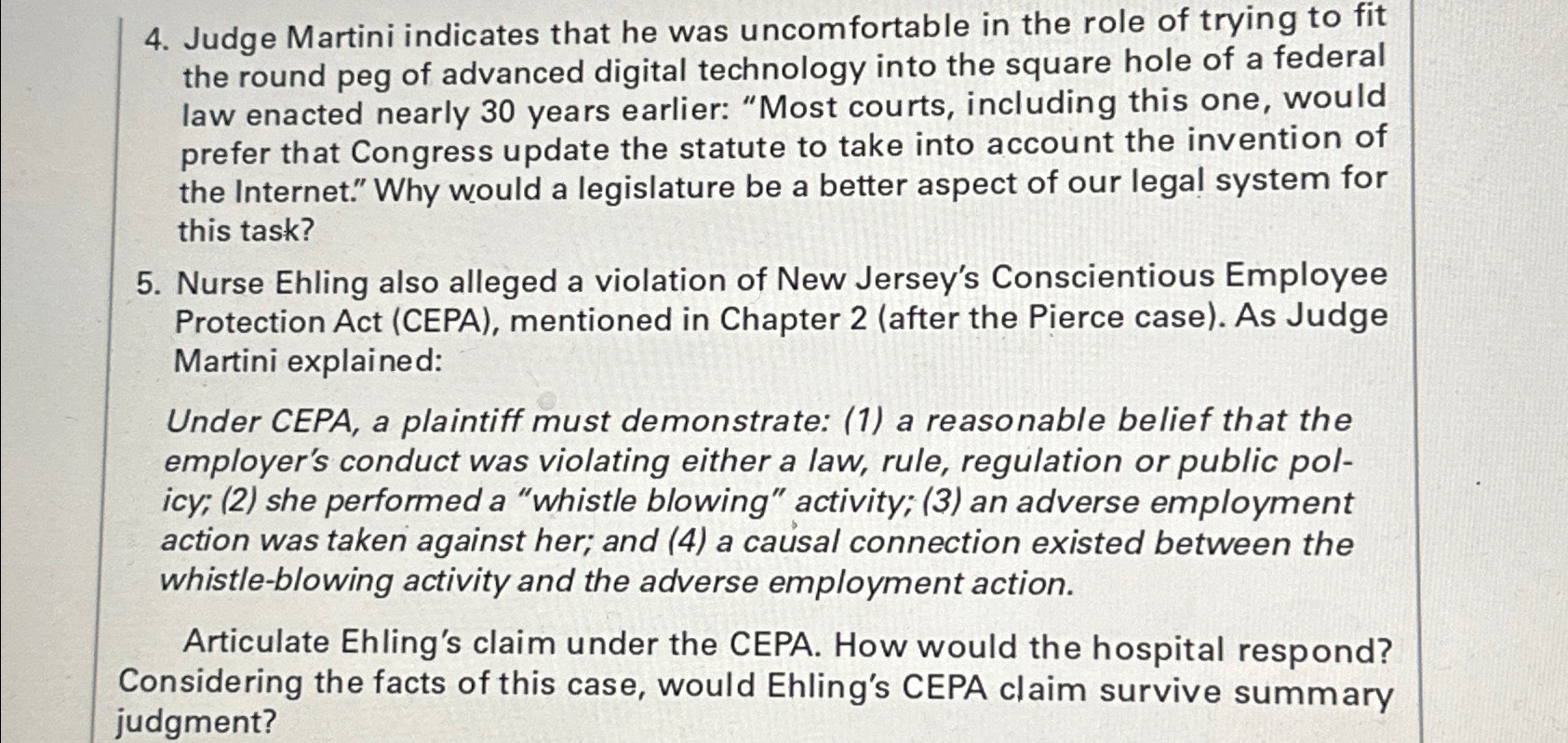 Solved Judge Martini indicates that he was uncomfortable in | Chegg.com