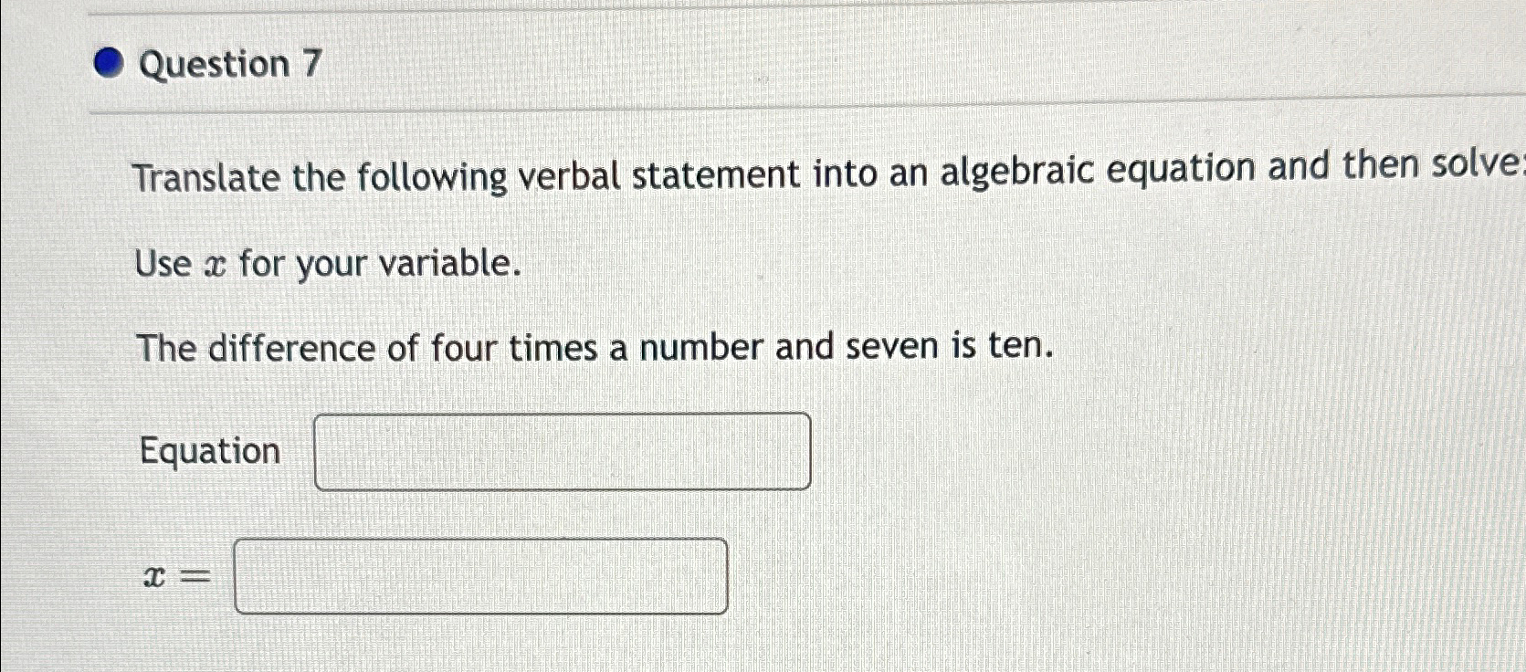 Solved Question 7Translate the following verbal statement | Chegg.com