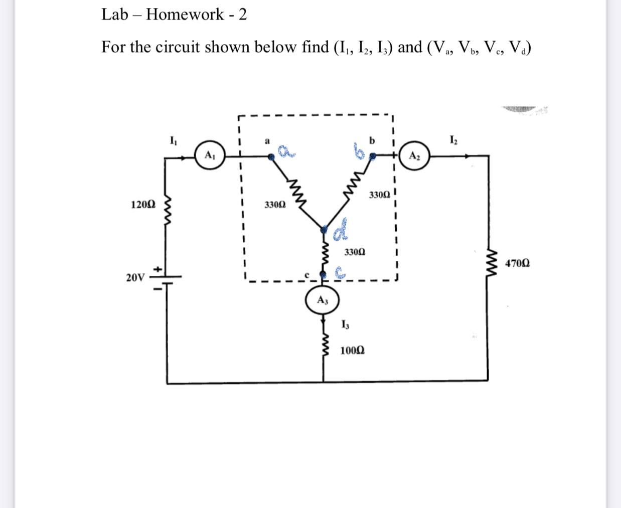 Solved Lab - Homework - 2 For the circuit shown below find | Chegg.com