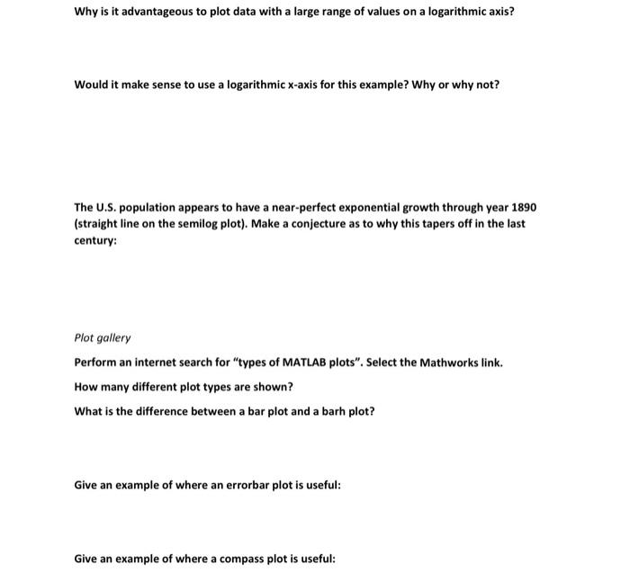 Solved Section 4: More 2d plot types Semilog A logarithmic | Chegg.com