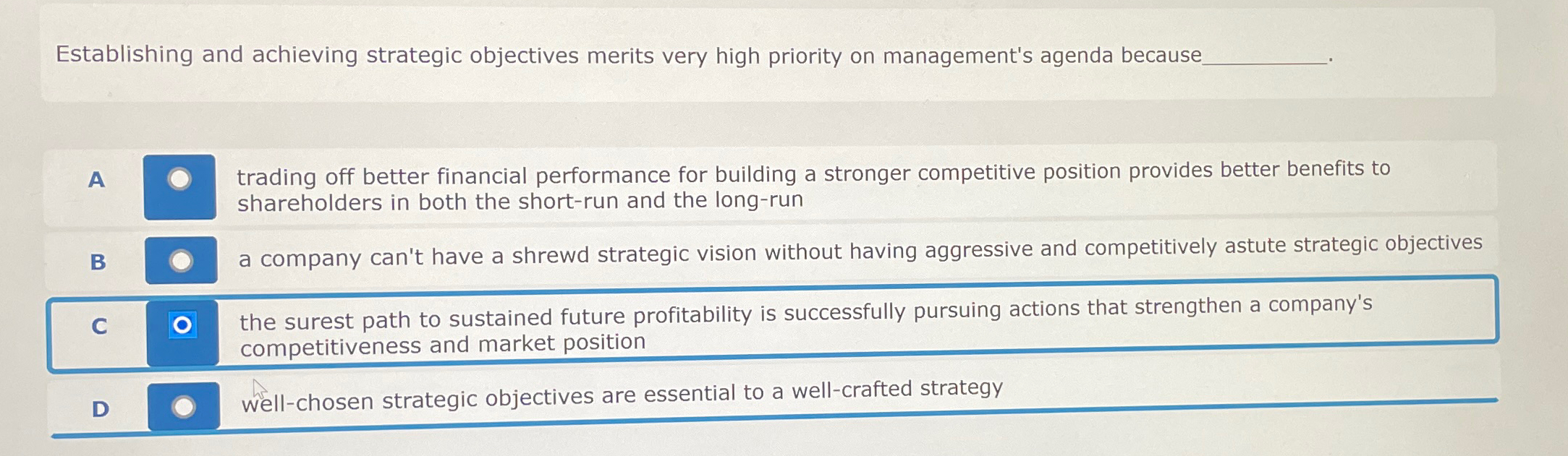 Solved Establishing and achieving strategic objectives | Chegg.com