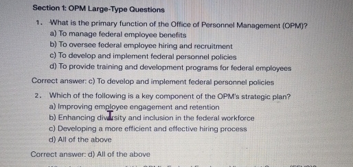 Solved Section 1: OPM Large-Type QuestionsWhat is the | Chegg.com