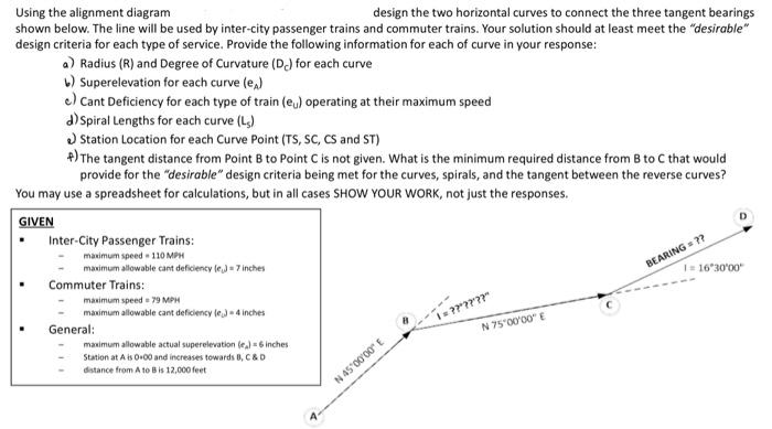 Solved Using the alignment diagram design the two horizontal | Chegg.com