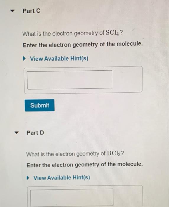 Solved Part C What is the electron geometry of SCL? Enter | Chegg.com