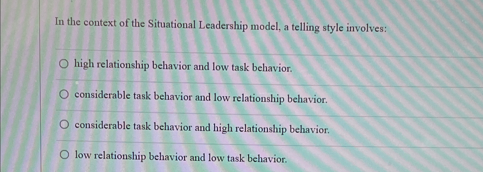 Solved In the context of the Situational Leadership model, a | Chegg.com