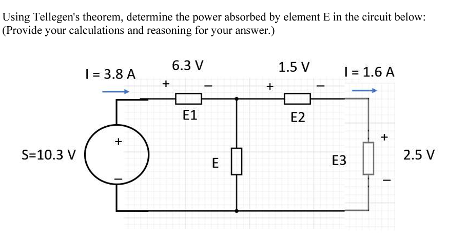 Solved Using Tellegen's theorem, determine the power | Chegg.com