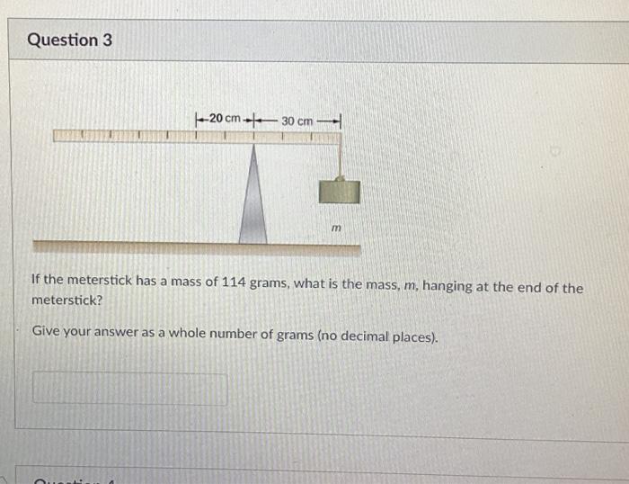 Solved If the meterstick has a mass of 114 grams, what is | Chegg.com
