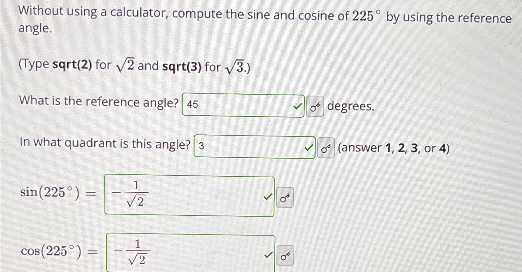 Solved Without using a calculator, compute the sine and | Chegg.com