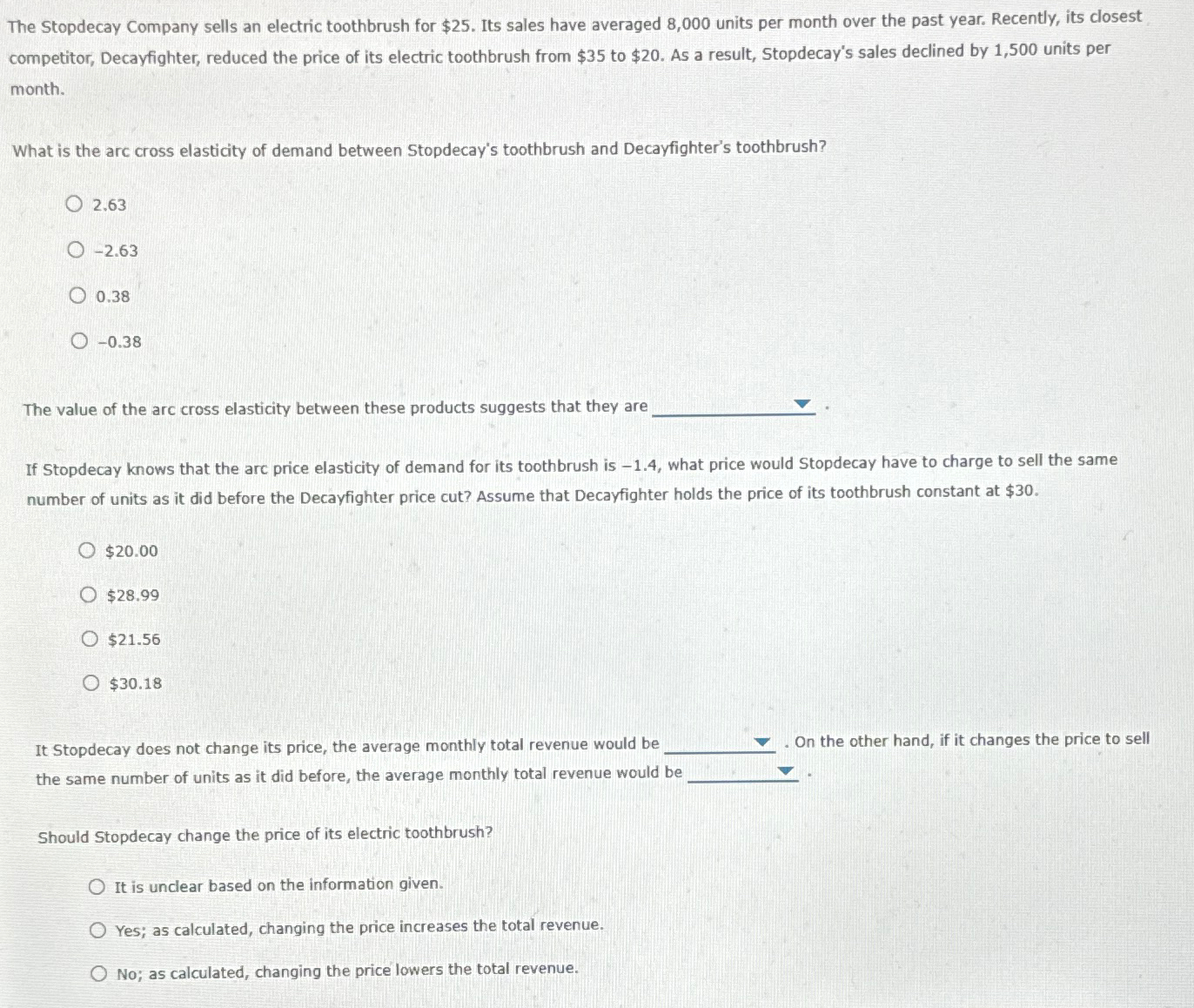 Solved The Stopdecay Company sells an electric toothbrush | Chegg.com