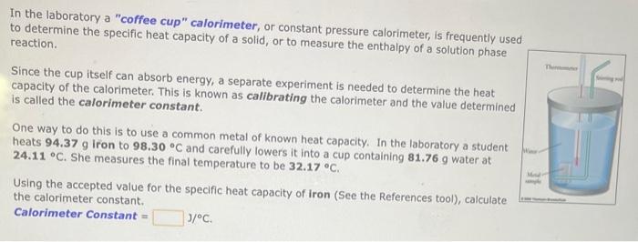 In the laboratory a "coffee cup" calorimeter, or | Chegg.com