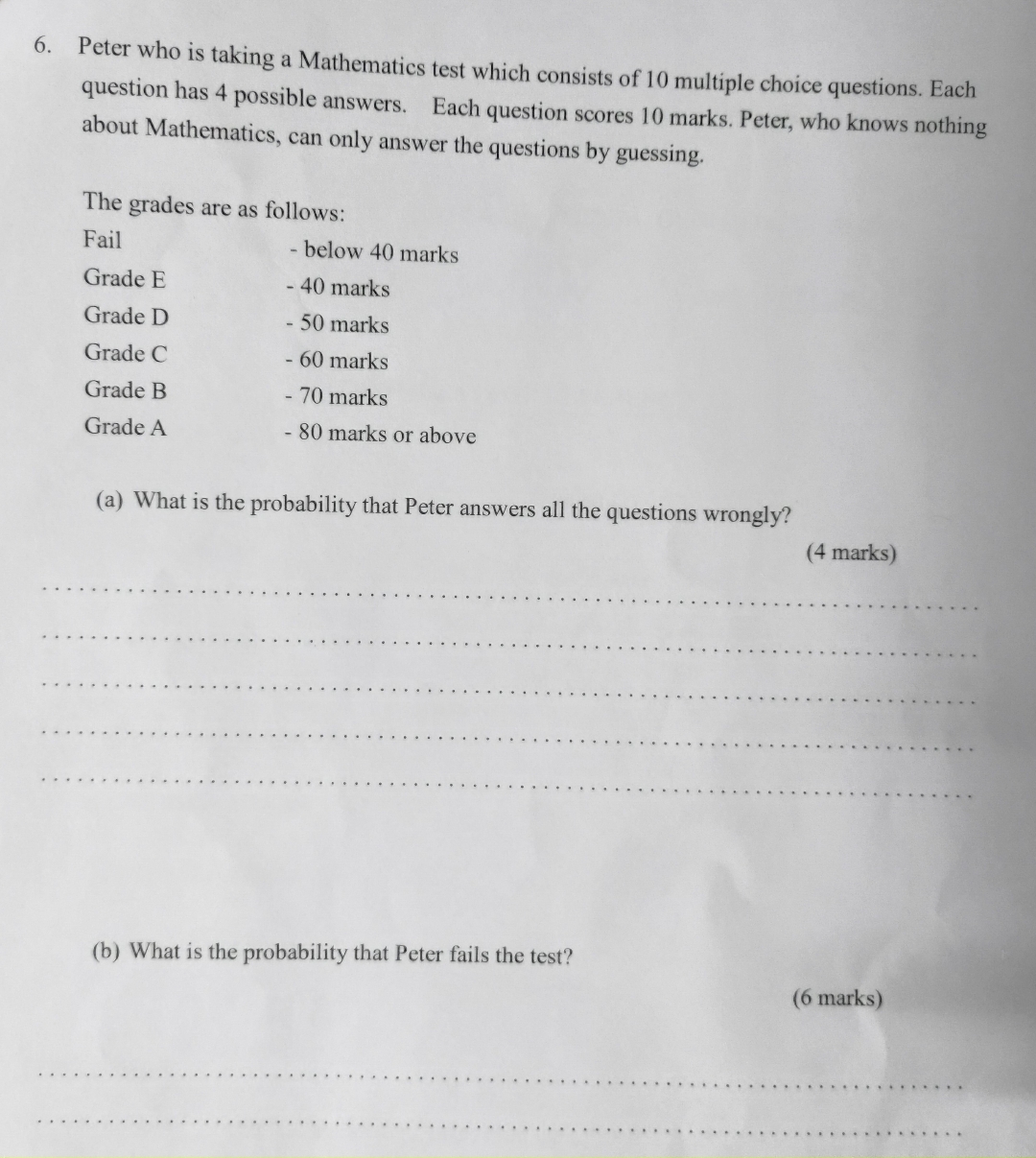 Solved Peter who is taking a Mathematics test which consists | Chegg.com