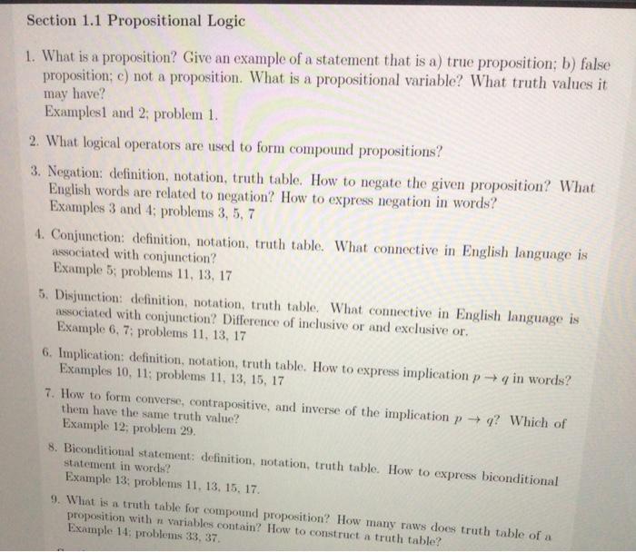Solved Section 1 1 Propositional Logic 1 What Is A Chegg