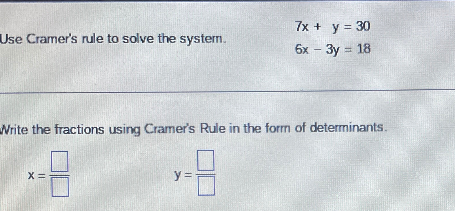 Solved Use Cramer's rule to solve the | Chegg.com Solved Use Cramer's rule to solve the | Chegg.com