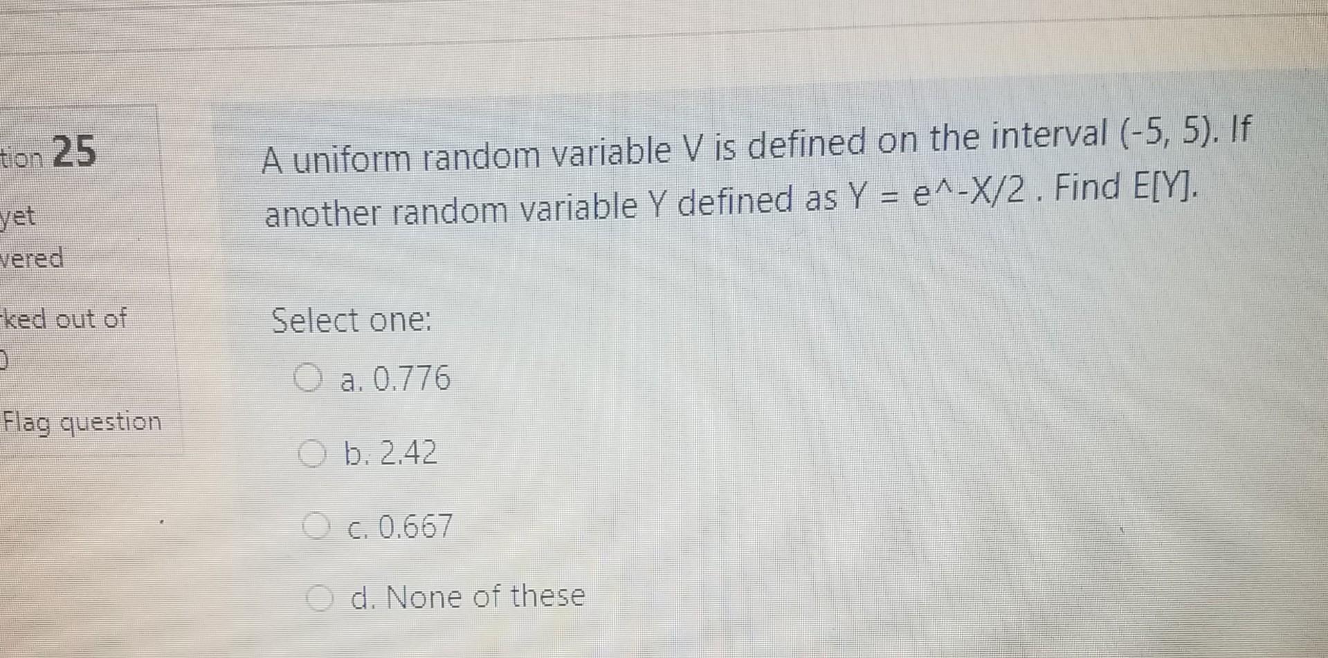 Solved tion 25 A uniform random variable V is defined on the | Chegg.com