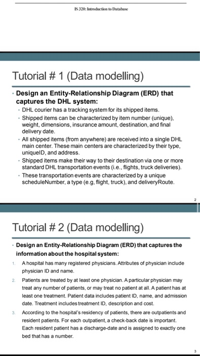 Solved IS 320: Introduction to Database Tutorial # 1 (Data | Chegg.com