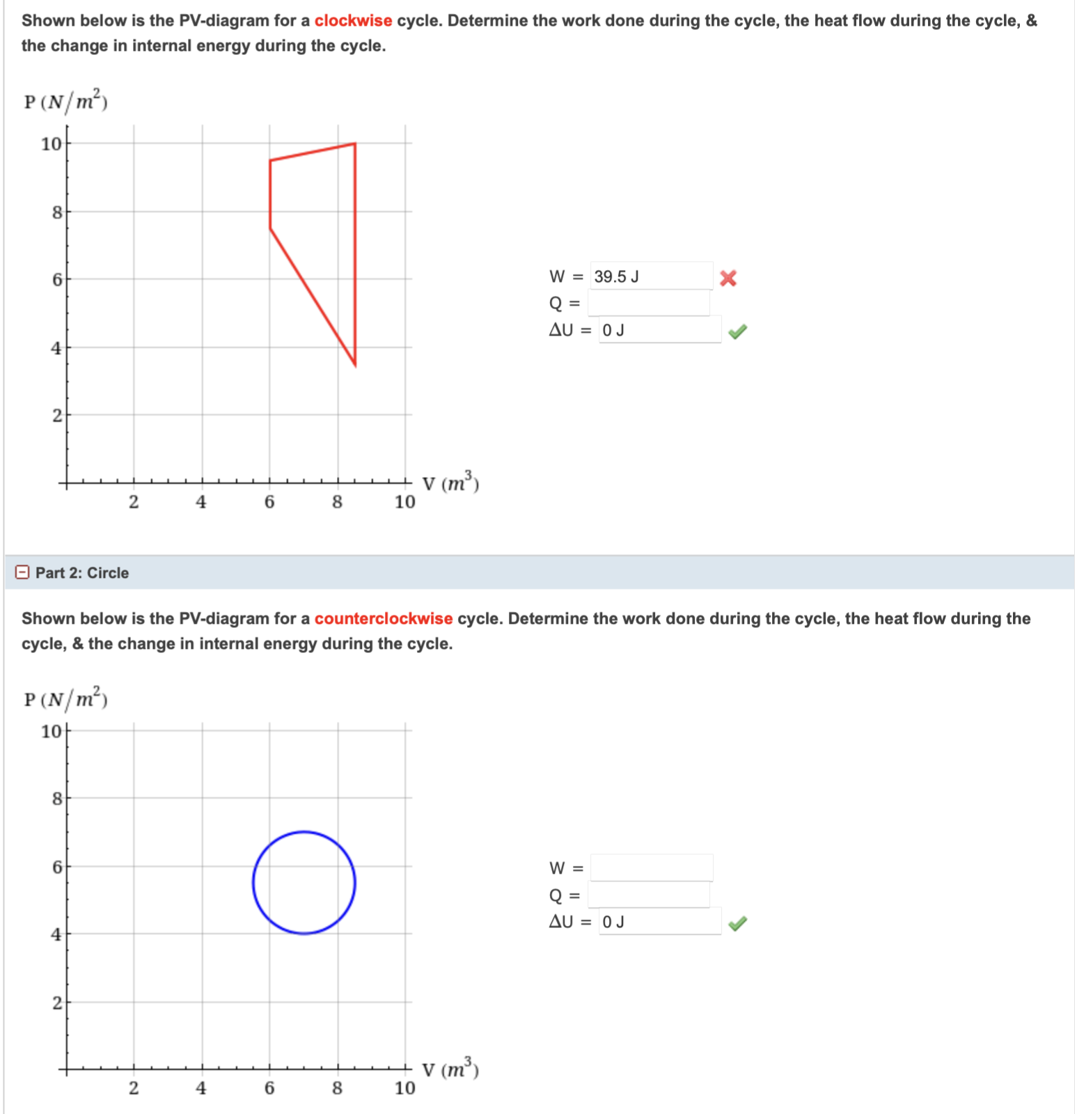 Solved Shown below is the PV-diagram for a clockwise cycle. | Chegg.com