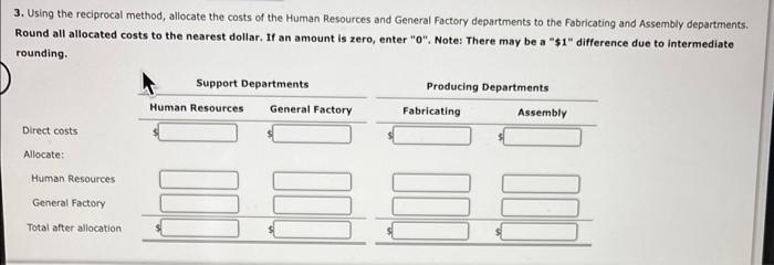 Solved Reciprocal Method of Support Department Cost | Chegg.com