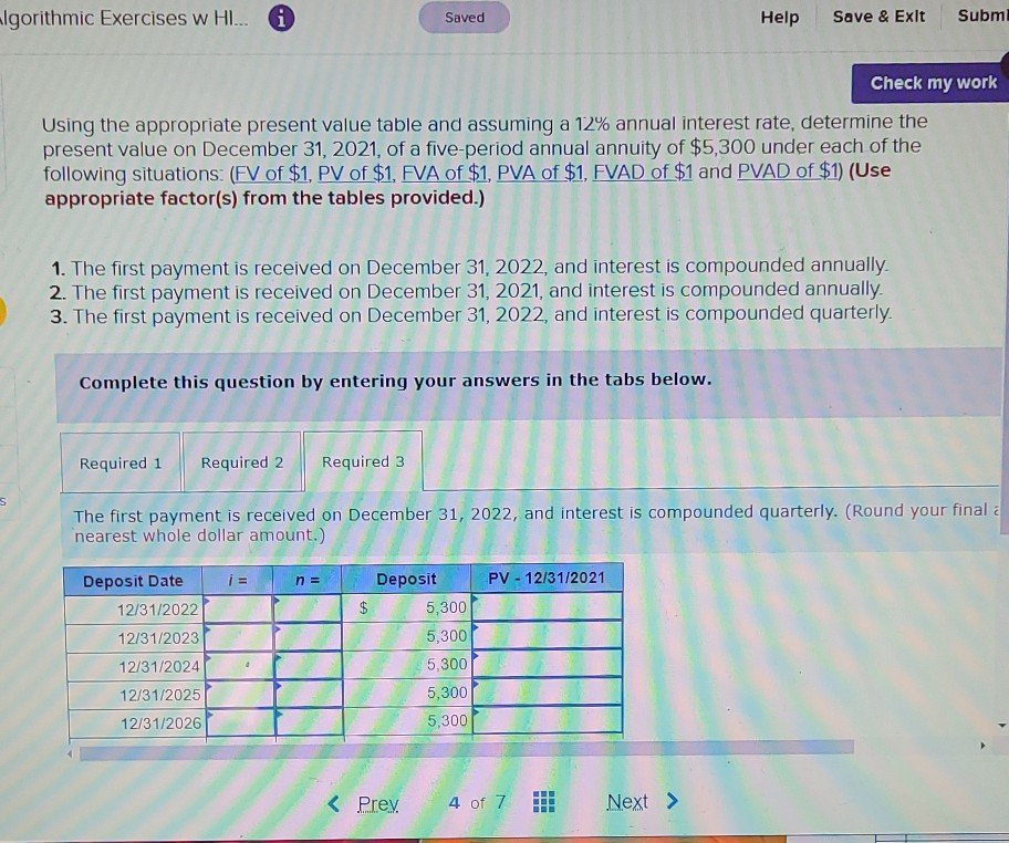 Solved algorithmic Exercises w HL A Saved Help Save & Exit | Chegg.com