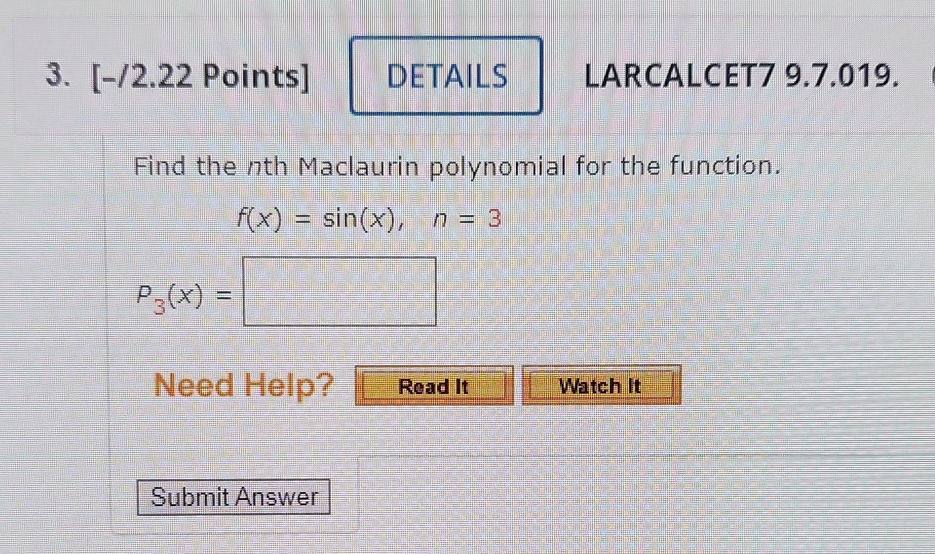 Solved [-/2.22 Points] LARCALCET7 9.7.019. Find the nth | Chegg.com