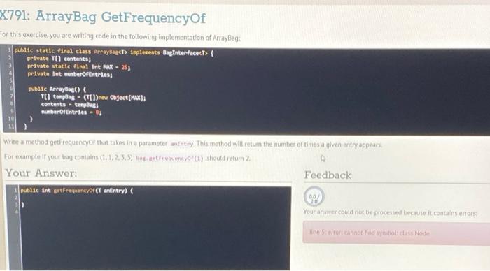 Solved X791: ArrayBag GetFrequencyOf For this exercise, you | Chegg.com