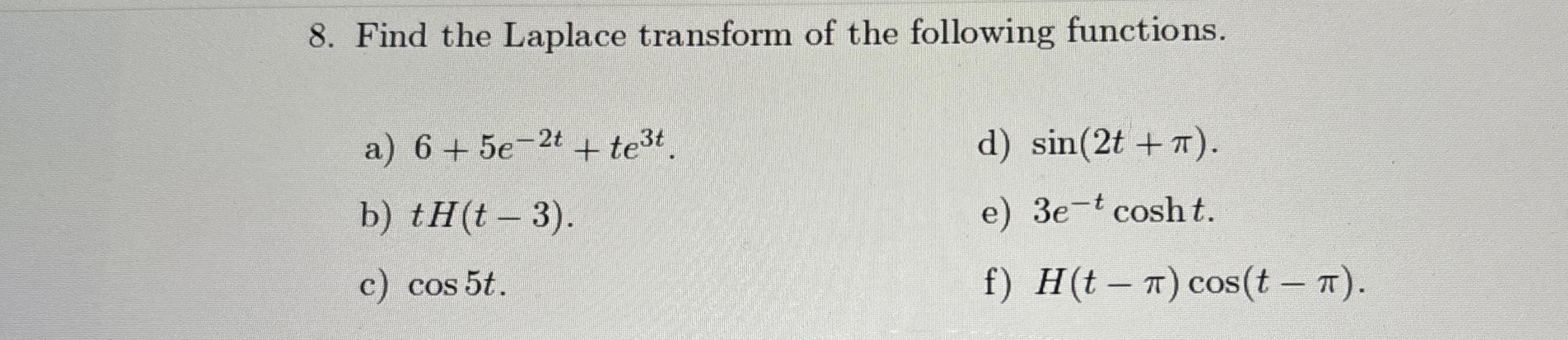 Solved Only need help with cFind the Laplace transform of | Chegg.com