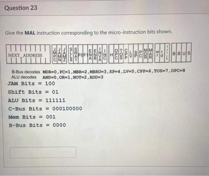 Solved Question 23 Give the MAL instruction corresponding to | Chegg.com