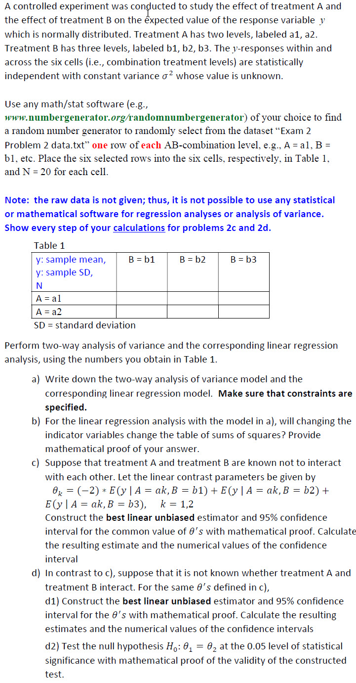 Solved A controlled experiment was conducted to study the | Chegg.com