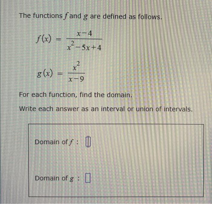 Solved The functions f and g are defined as follows. | Chegg.com