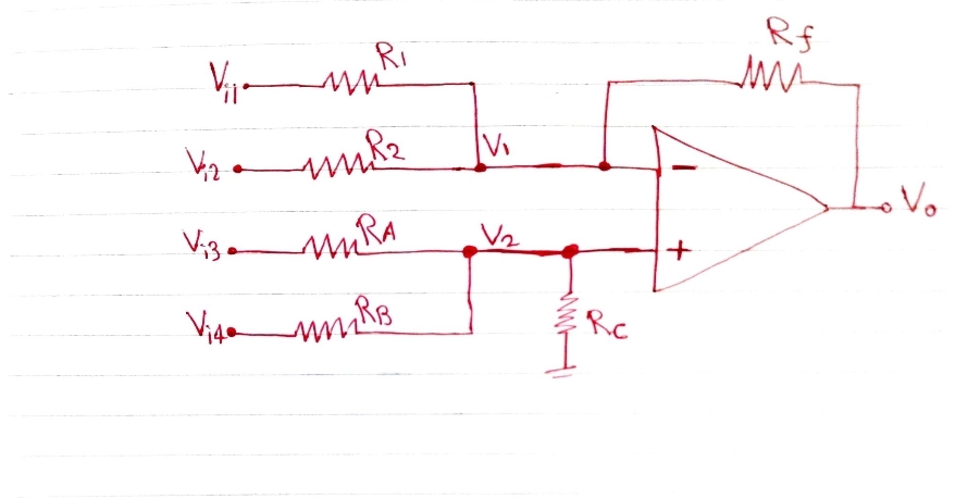 Solved given a summing op-amplifier , ﻿find the expression | Chegg.com