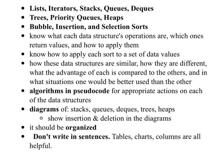 Solved • Lists, Iterators, Stacks, Queues, Deques • Trees, | Chegg.com