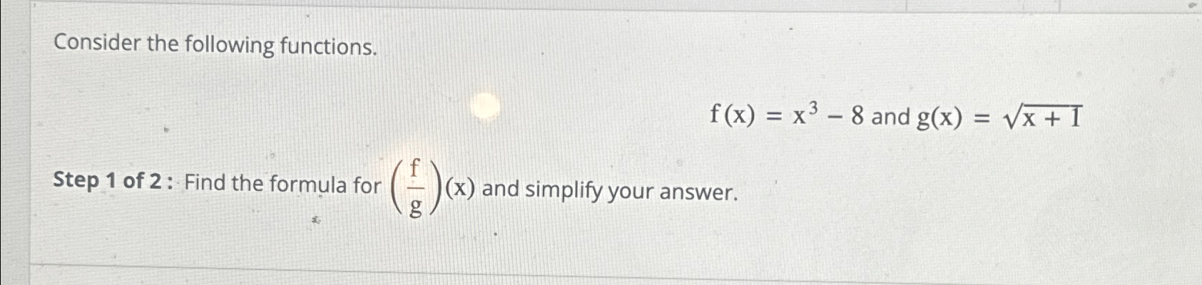 Solved Consider the following functions.f(x)=x3-8 ﻿and | Chegg.com