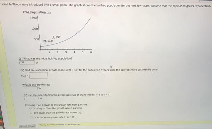 Solved Some bullfrogs were introduced into a small pond. The | Chegg.com
