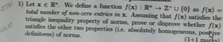 Solved Let ξnRn. ﻿We define a function f(x):Rn→Z+∪{0} ﻿as | Chegg.com