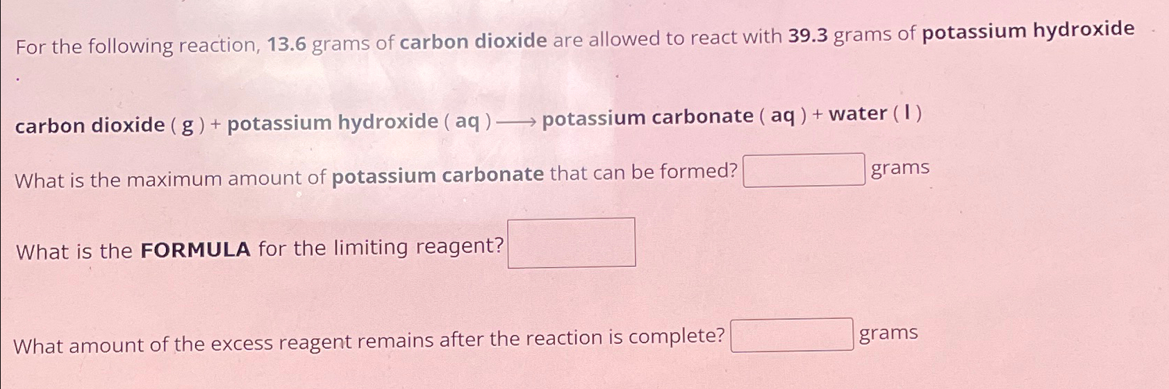 Solved For the following reaction, 13.6 ﻿grams of carbon | Chegg.com