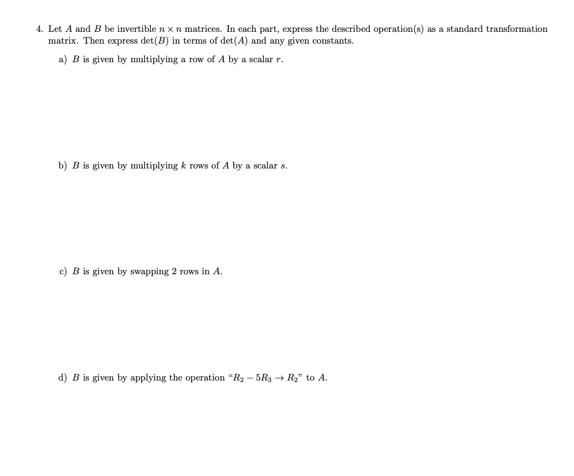 Solved Let A and B be ﻿invertible n×n ﻿matrices. In ﻿each | Chegg.com