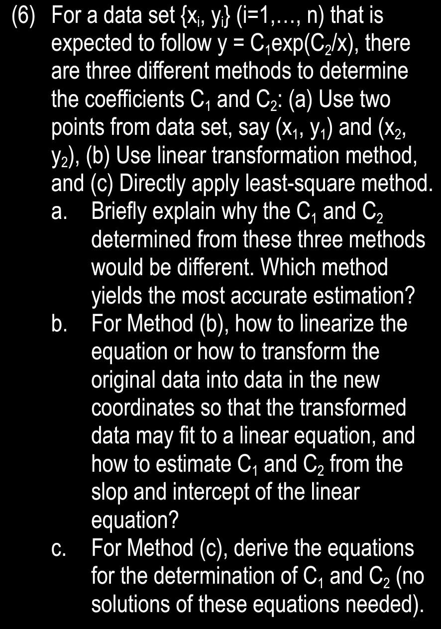 6) For a data set {xi,yi}(i=1,…,n) that is expected | Chegg.com