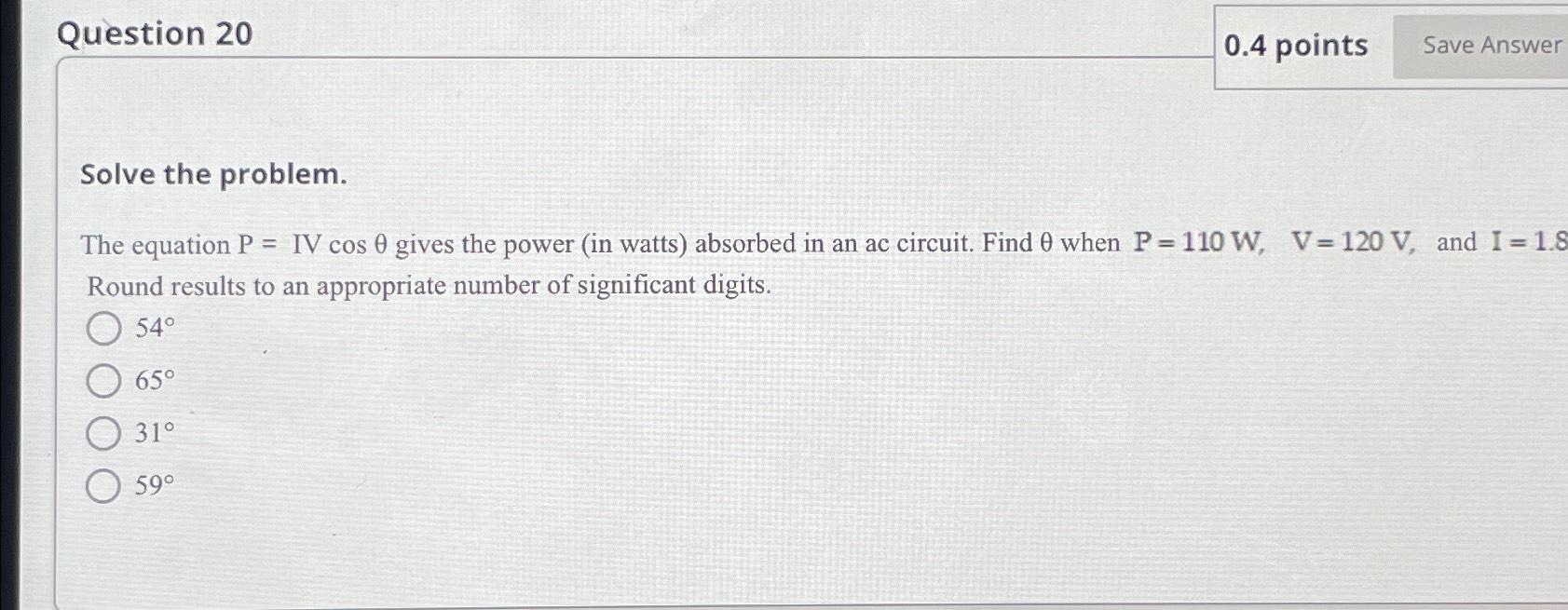 Solved Question 200.4 pointsSolve the problem.The equation | Chegg.com Solved Question 200.4 pointsSolve the problem.The equation | Chegg.com