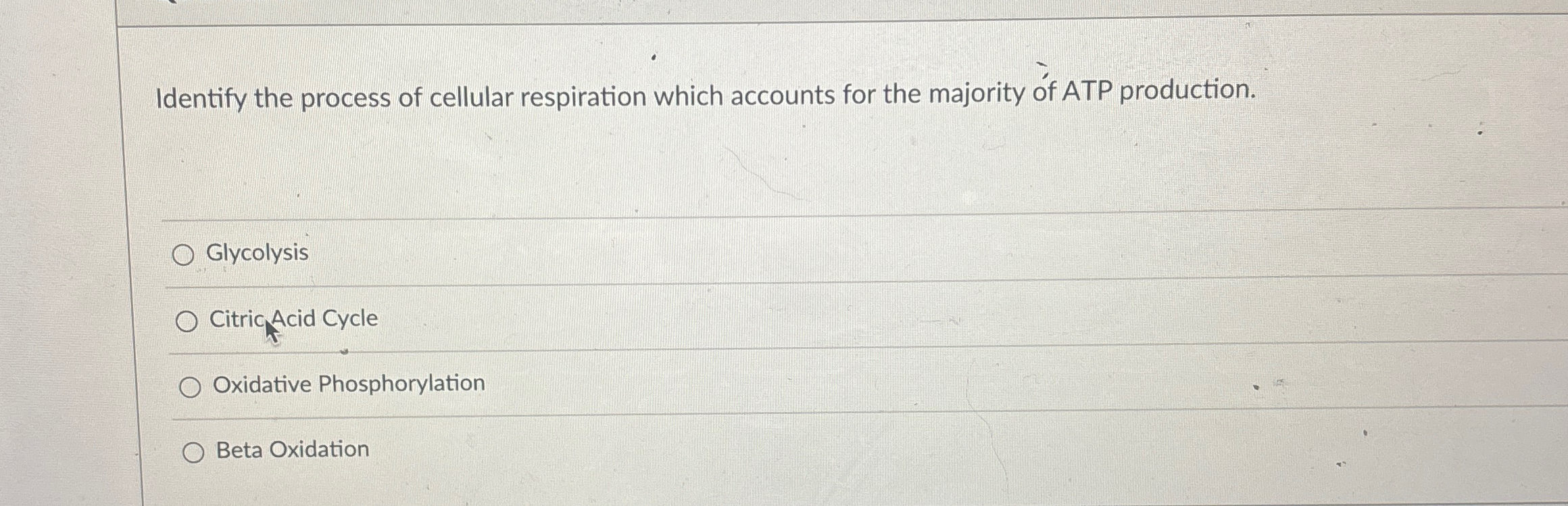 Solved Identify the process of cellular respiration which | Chegg.com