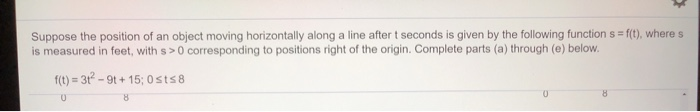 Solved Suppose The Position Of An Object Moving Horizontally