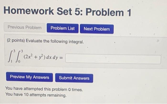Solved Homework Set 5 Problem 1 Previous Problem Problem 2696