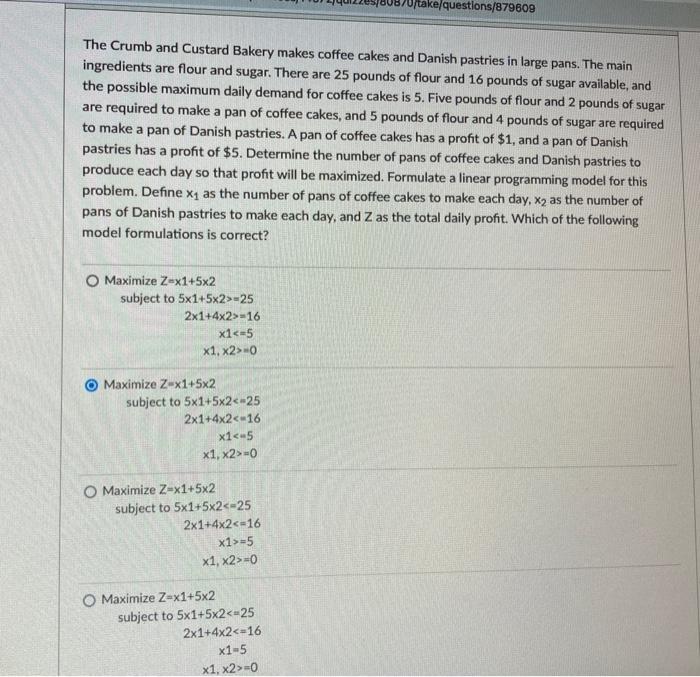Solved Question 6 1 pts Solve the previous formulated model | Chegg.com