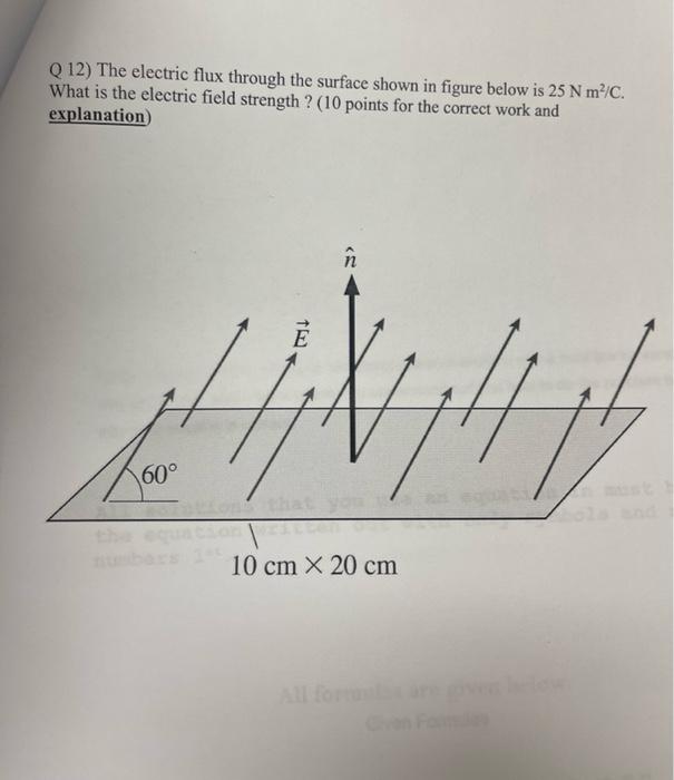 Solved Q12) The electric flux through the surface shown in | Chegg.com