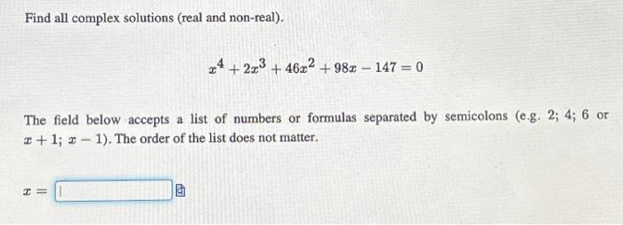 Solved Find all complex solutions (real and non-real). | Chegg.com