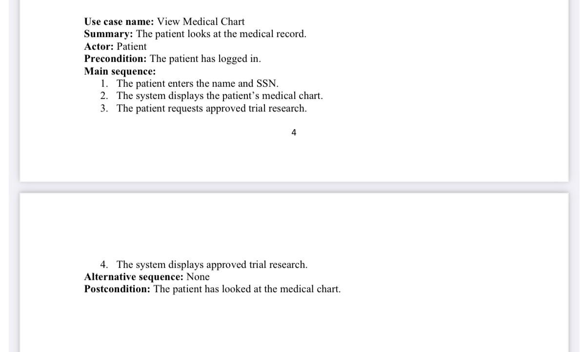 Solved Use case name: View Medical ChartSummary: The patient | Chegg.com