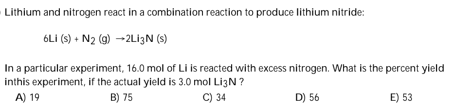 Solved Lithium and nitrogen react in a combination reaction | Chegg.com