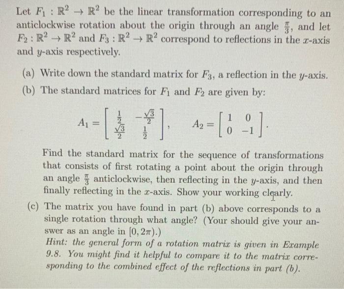 Solved Let F1:R2→R2 be the linear transformation | Chegg.com